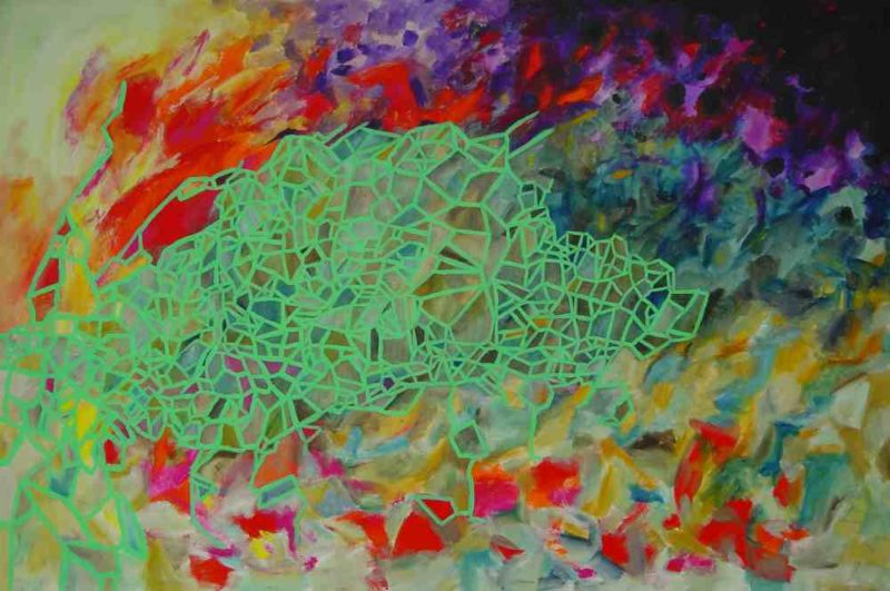 Abstract and Non-objective Paintings – Cityscape Paintings by Leon Sarantos